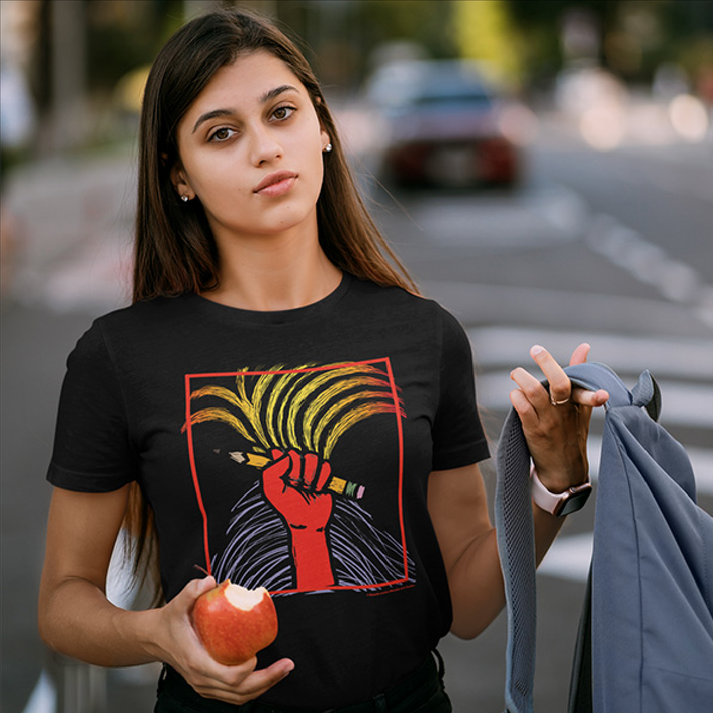 Teacher Fist Black Unisex Tee – Shop | Worx Printing - Worker Owned ...